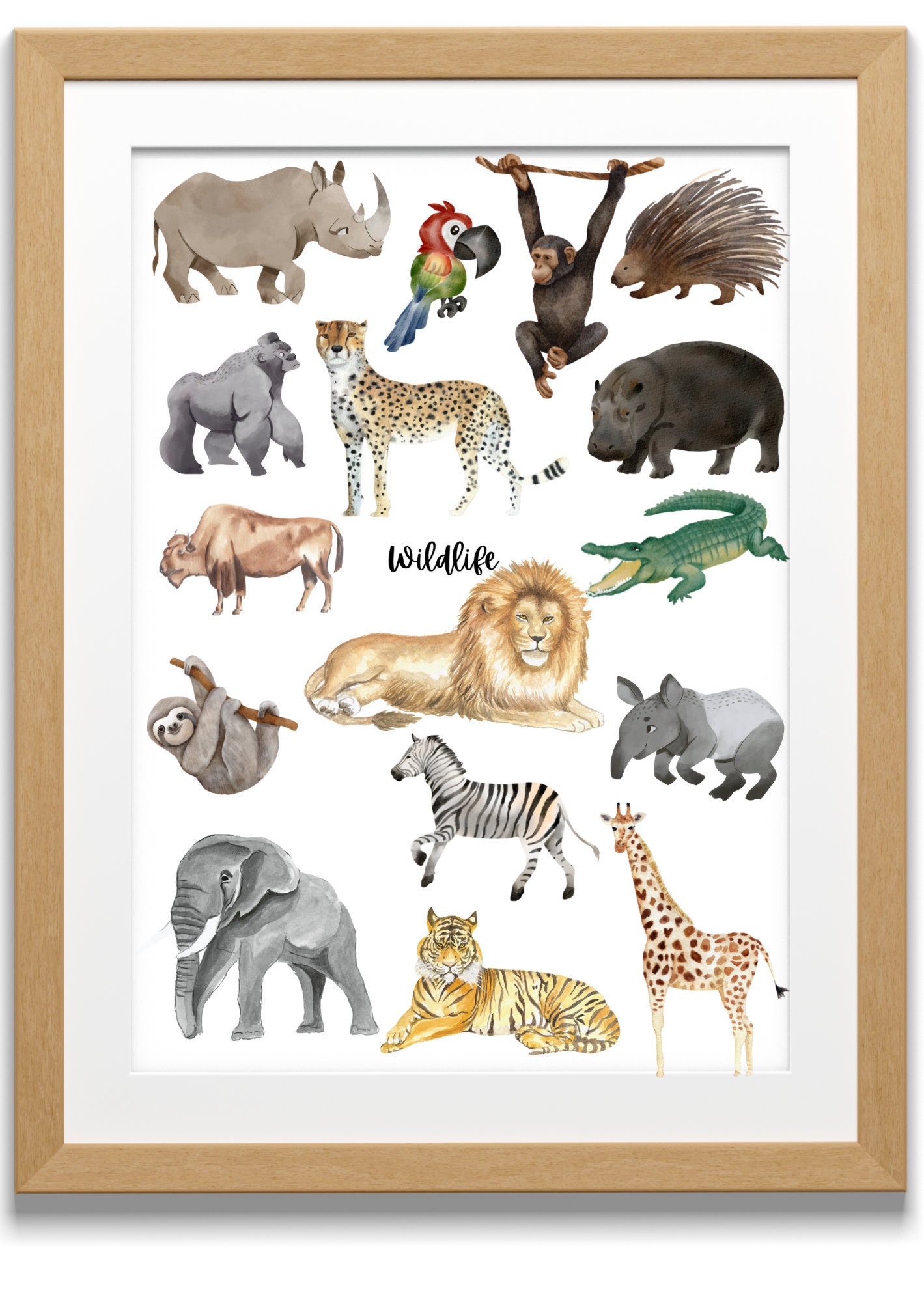 Jungle Animals Poster for Kids Room Decor, Animals Poster for Nursery ...
