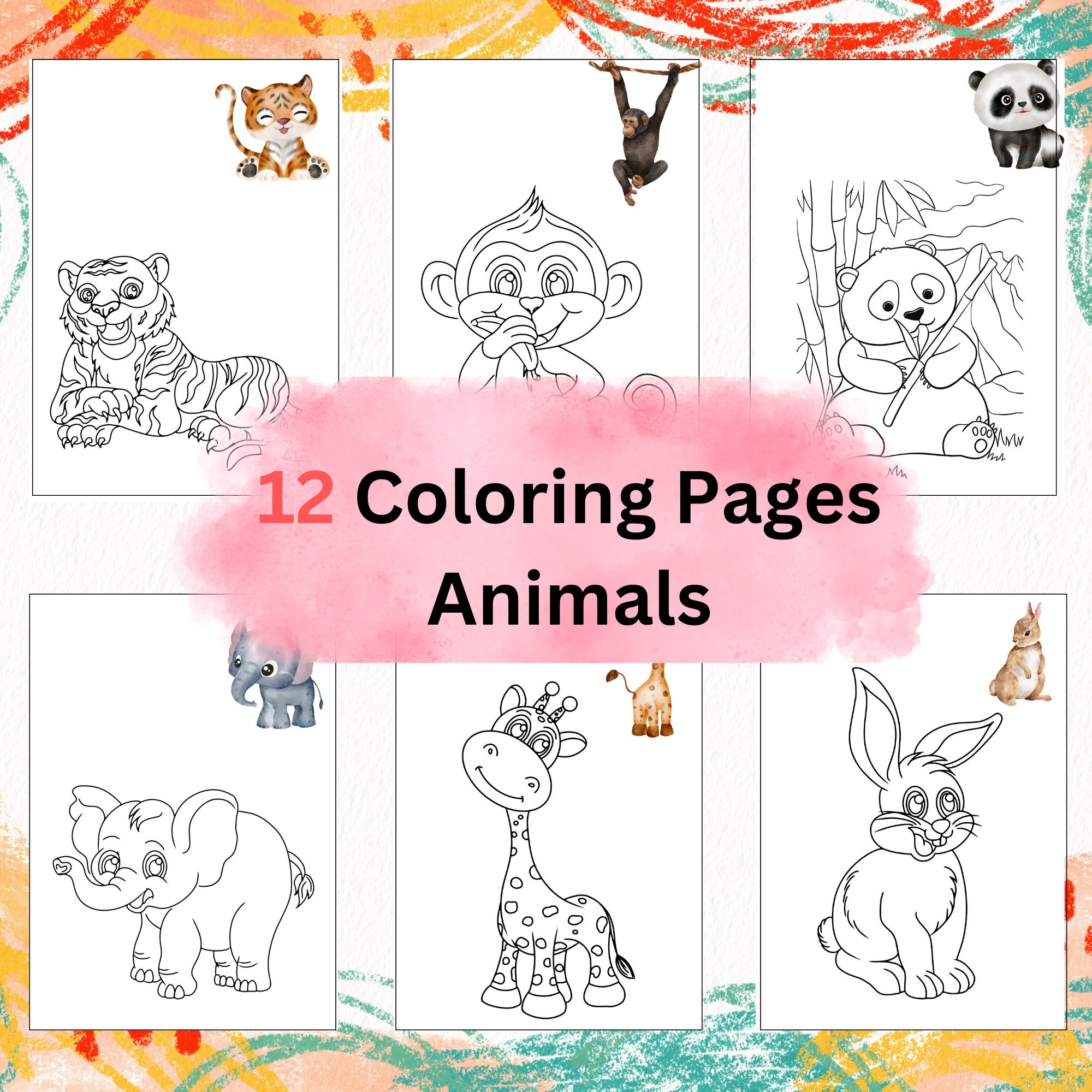 Simple Toddler Coloring Pages Animals, Set of Coloring Pages, Printable ...