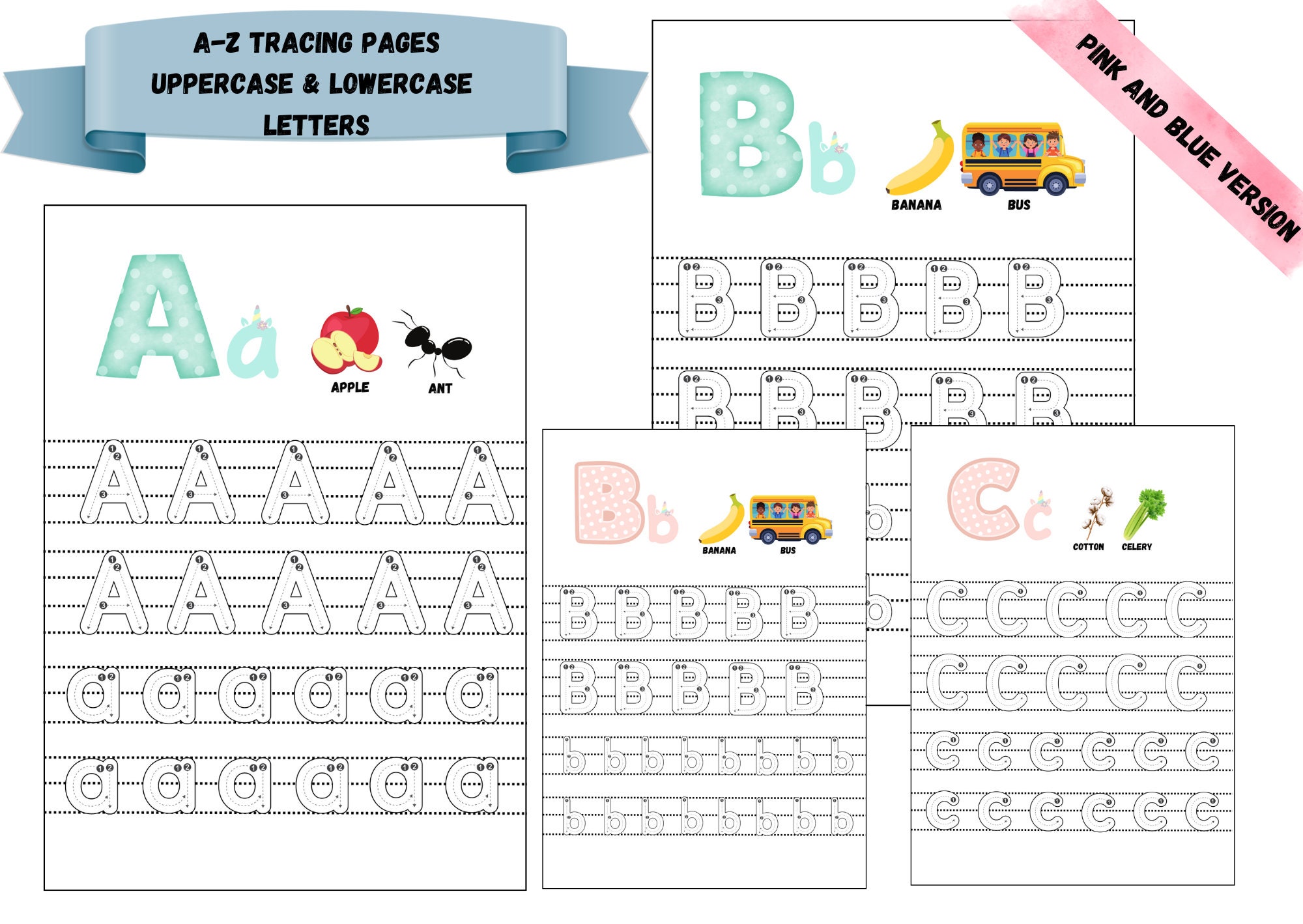 A-Z Letter Tracing Worksheets for Preschooler, Printable Alphabet ...
