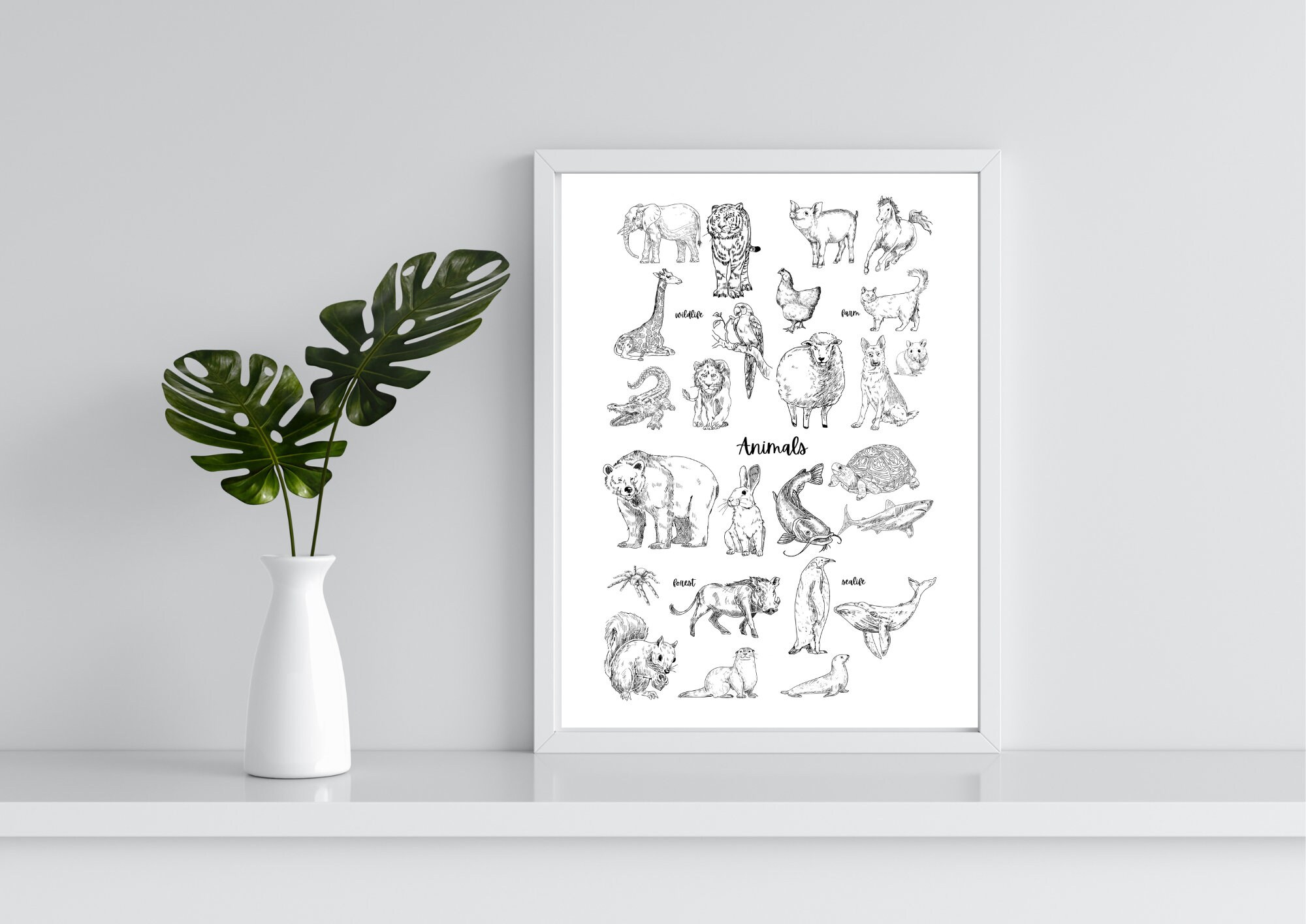 Printable Animals Poster for Kids, Wildlife Animals, Sea Life, Farm ...