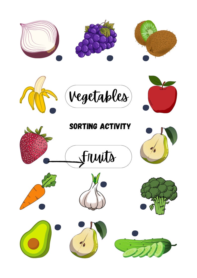 Fruits and Vegetables Posters for Kids, Learning Healthy and Unhealthy ...