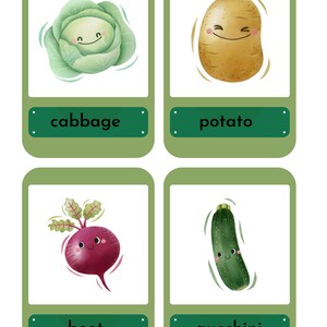 Fruits and Vegetables Flashcards for Toddlers, Printable Vegetables ...