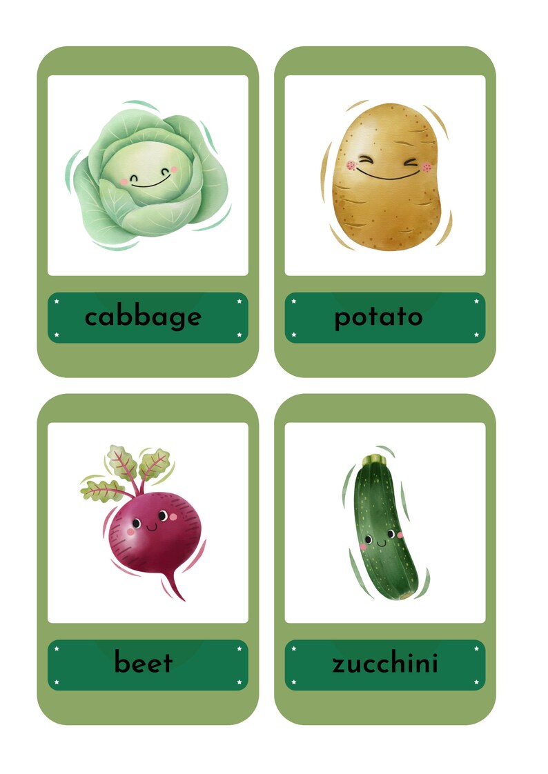 Fruits and Vegetables Flashcards for Toddlers, Printable Vegetables ...