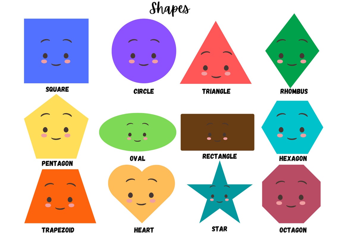 Shapes Poster, Shapes Printable Activity Pages for Toddlers, Shapes ...