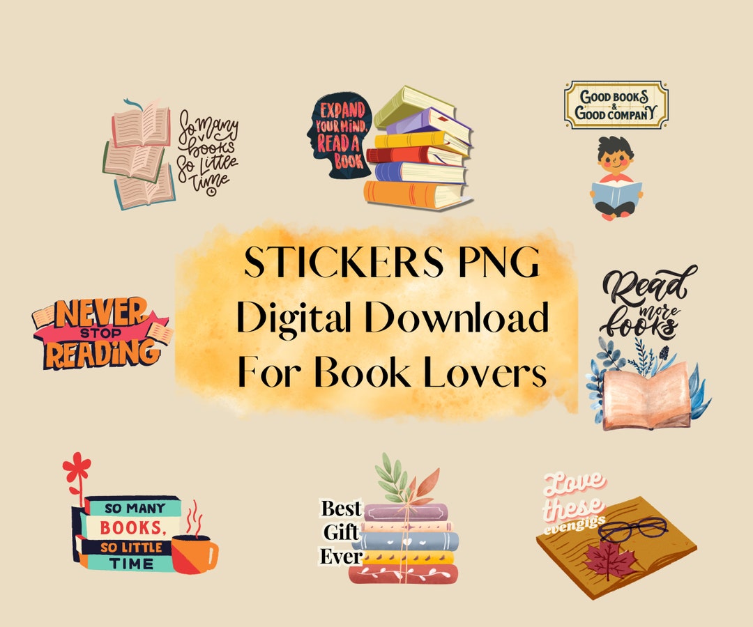 Printable Book Stickers for Book Lovers, Print and Cut PNG Stickers ...