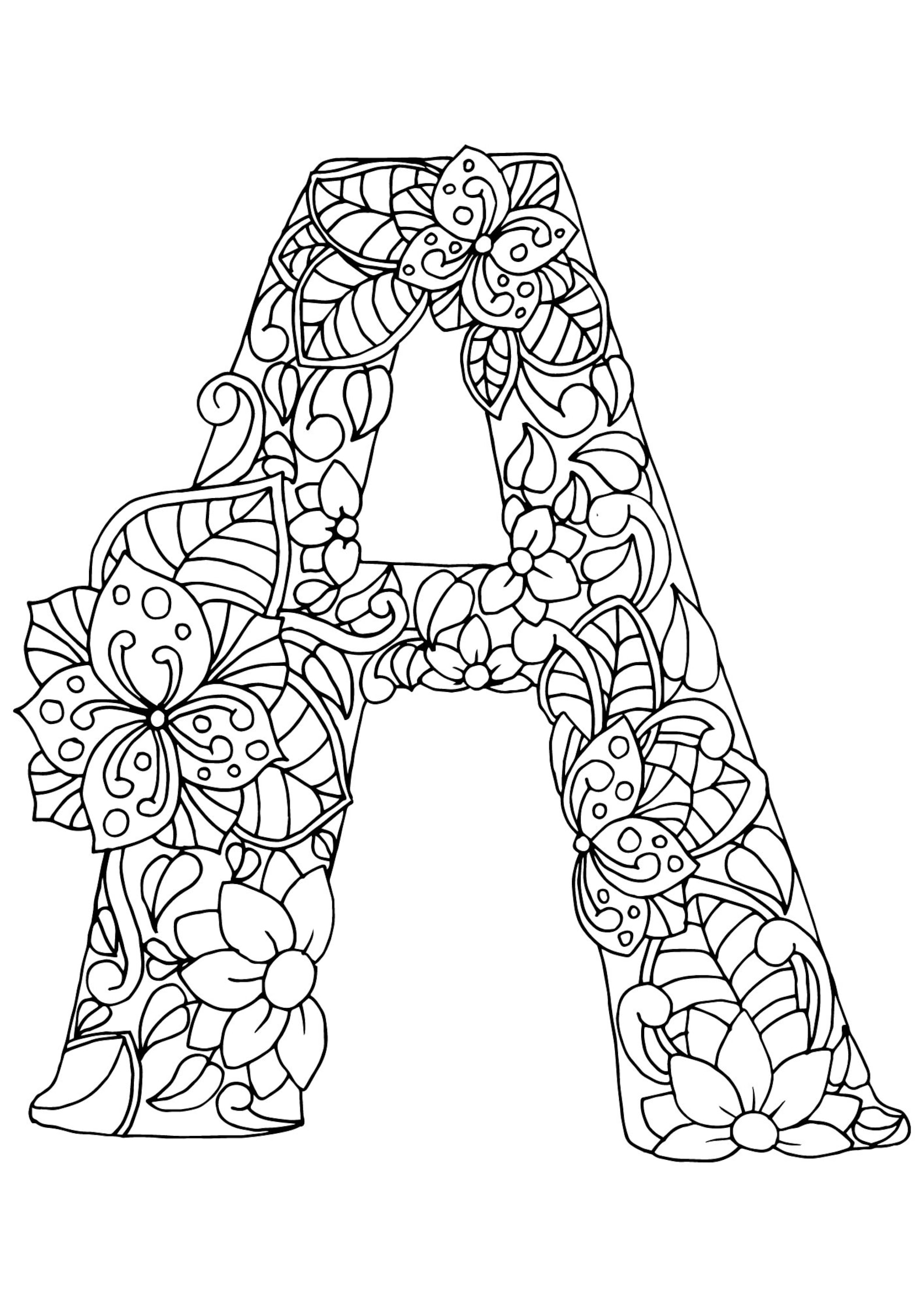 Alphabet Coloring Pages Floral Print, Printable Alphabet Letters ...