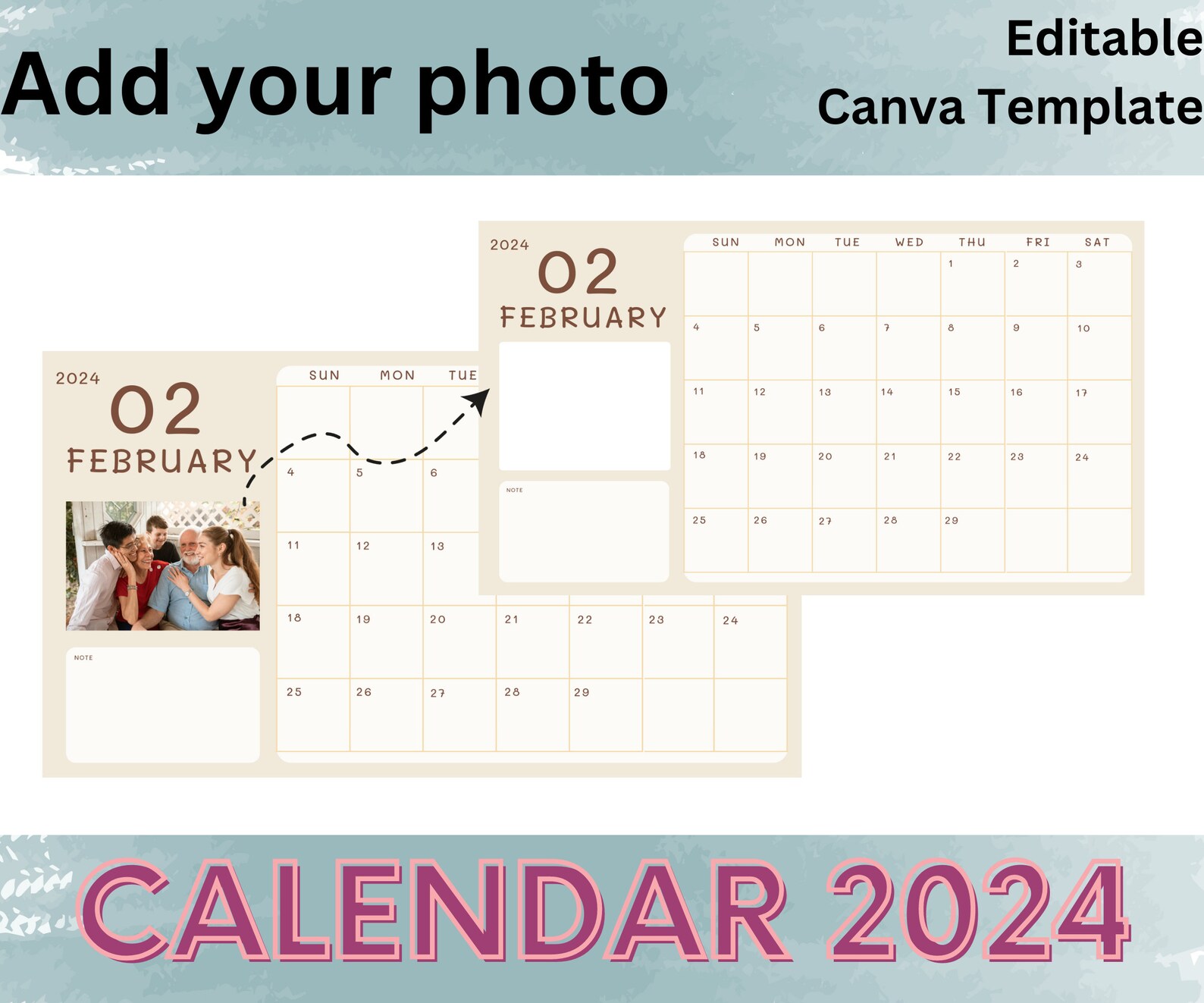Personalized Calendar 2024, Printable and Editable Calendar 2024 ...