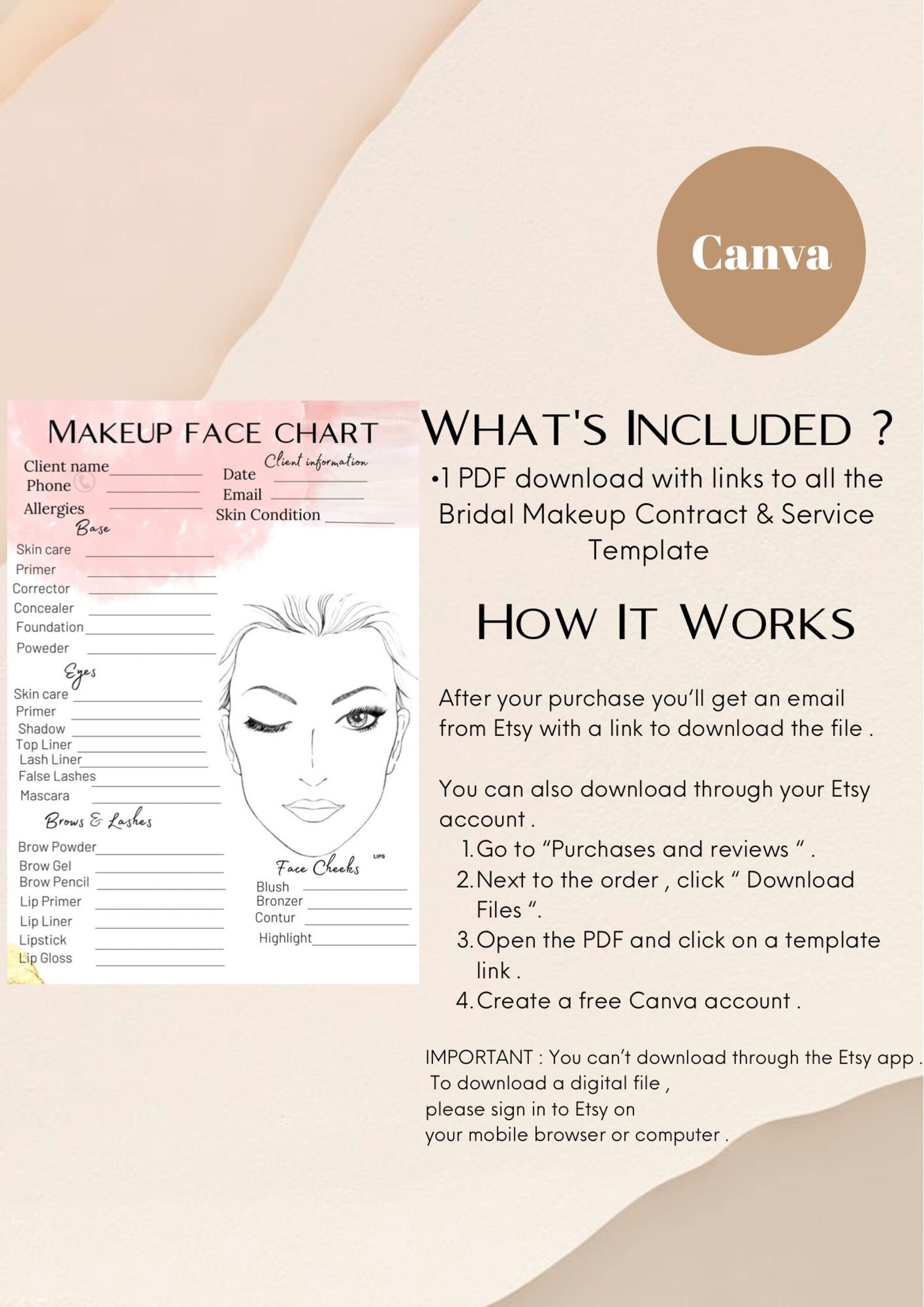 Makeup Artist Face Chart, Makeup Artist Form, Freelance Makeup Form ...