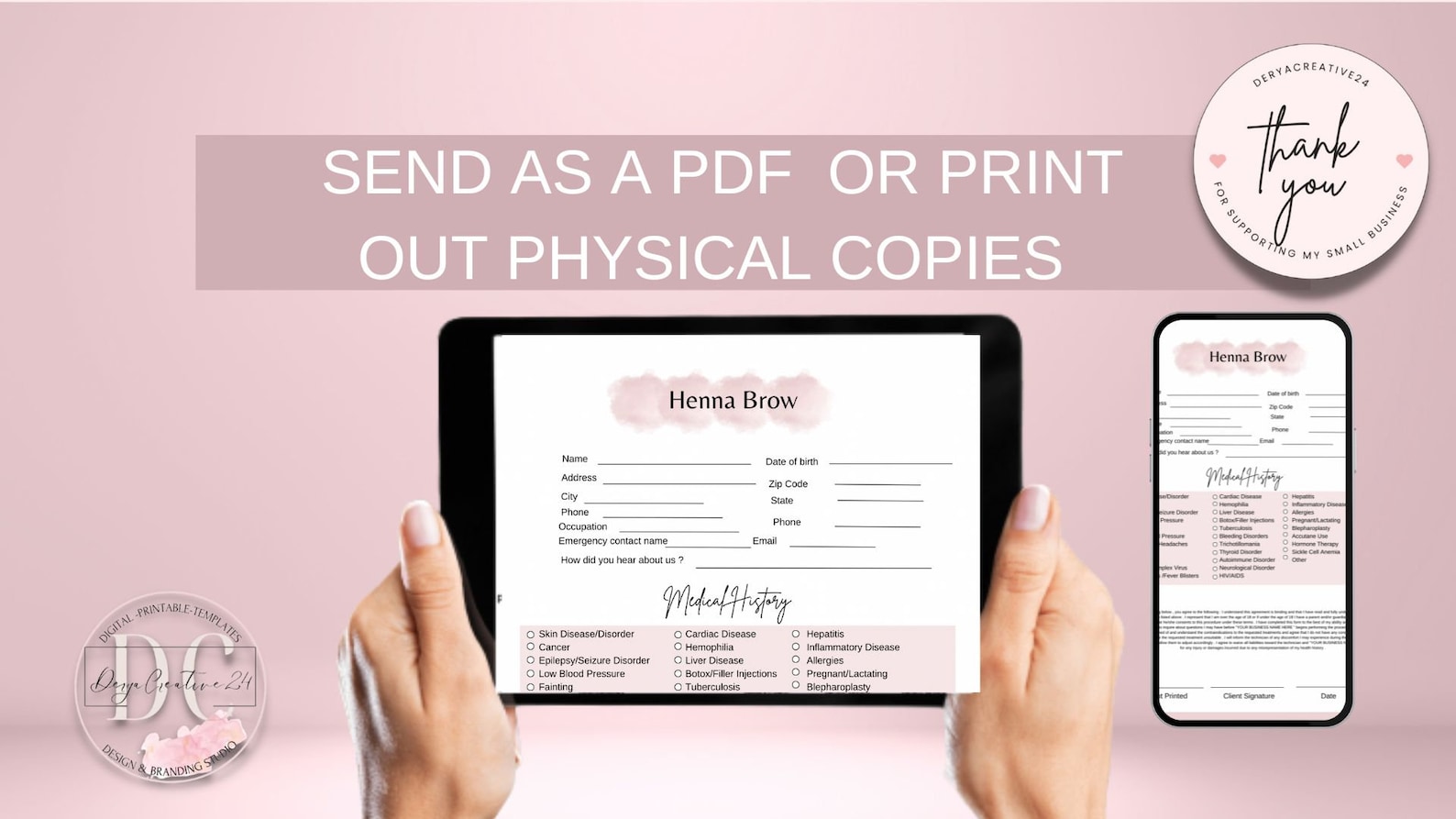 Brow Artist Form , Henna Brow Intake Consent Form I DIY Editable ...