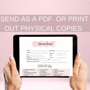 Brow Artist Form , Henna Brow Intake Consent Form I DIY Editable ...