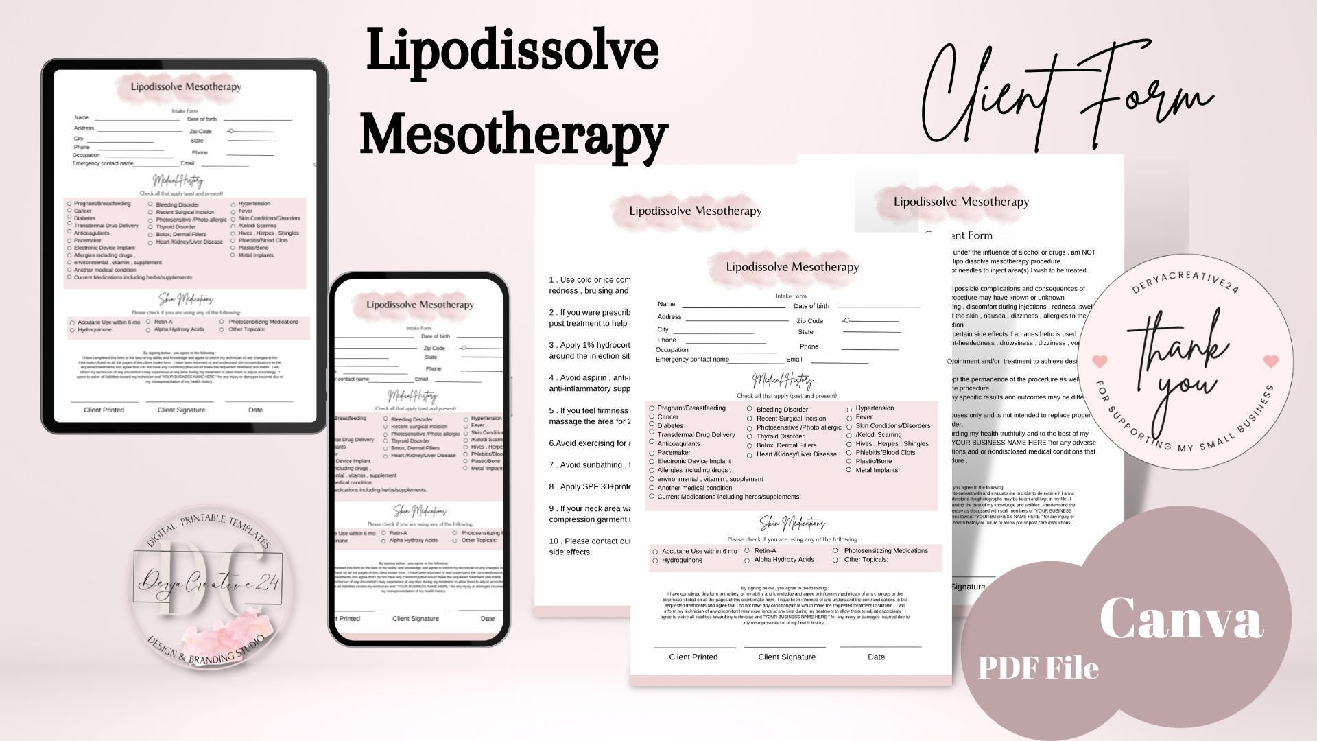 Esthetician Forms Lipodissolve Mesotherapy Forms I Intake - Etsy