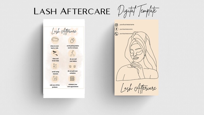 Lash Extension Aftercare Card, Lash Box Aftercare Card, Editable Lash ...