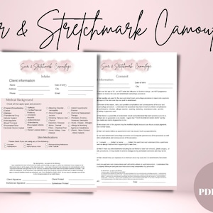Scar & Stretch Mark Camouflage Intake Form, Editable Consent Form, DIY ...