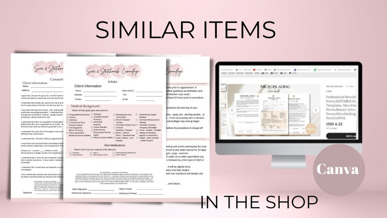 Scar & Stretch Mark Camouflage Intake Form, Editable Consent Form, DIY ...