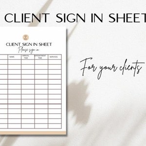 Editable Sign in Sheet Esthetician Templates Esthetician Business Salon ...