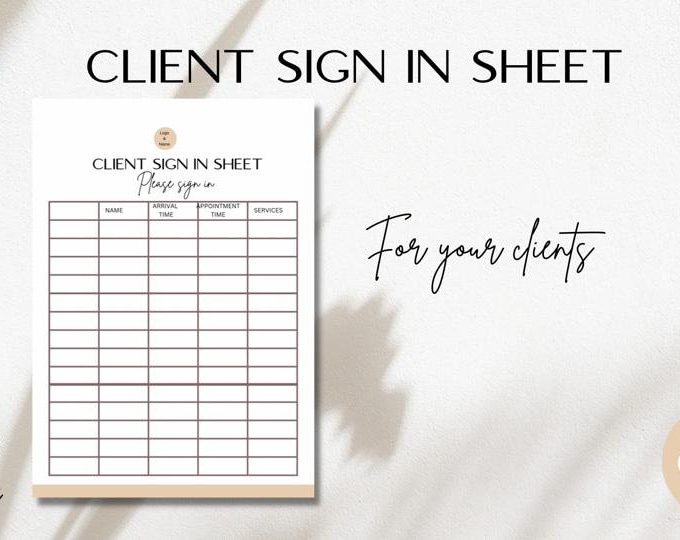 Editable Sign in Sheet Esthetician Templates Esthetician Business Salon ...