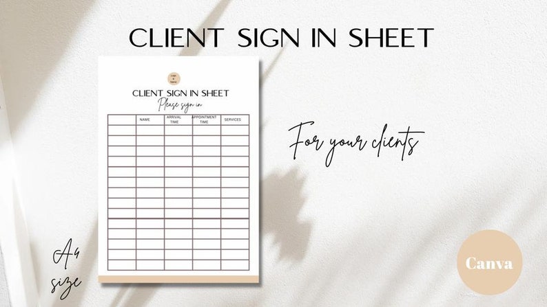 Editable Sign in Sheet Esthetician Templates Esthetician Business Salon ...