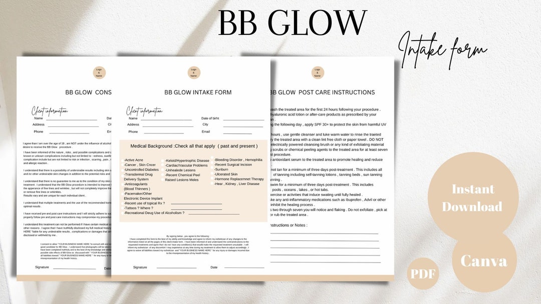 BB Glow Intake Form , Consent Form , Esthetician Form , Tech Ician Form ...