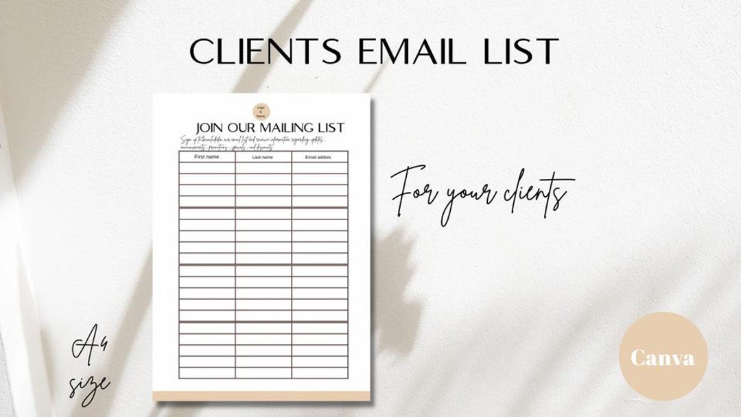 Mailing List Editable Email List Sign up Sheet Esthetician Forms ...