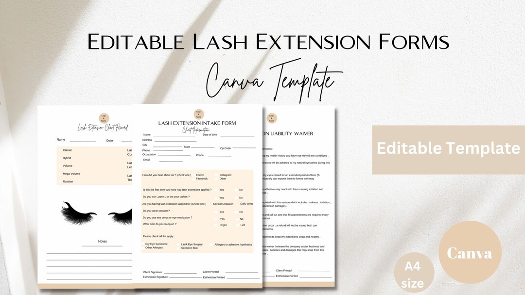 Lash Extension Intake Form, Liability Waiver, and Client Lash Record ...