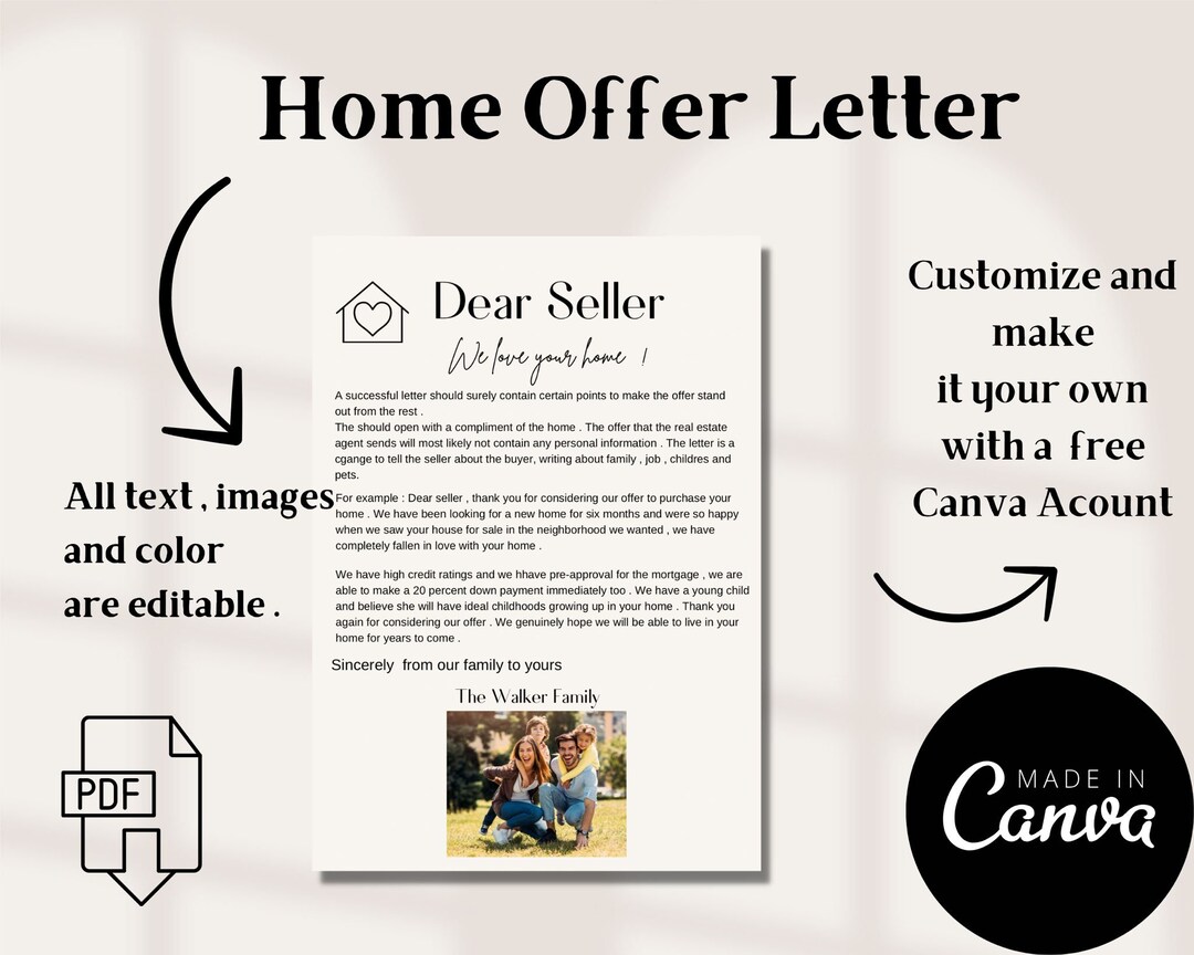 Family Home Letter, Design Home Love Letter Template for Canva ,boho We ...