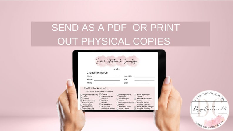 Scar & Stretch Mark Camouflage Intake Form, Editable Consent Form, DIY ...