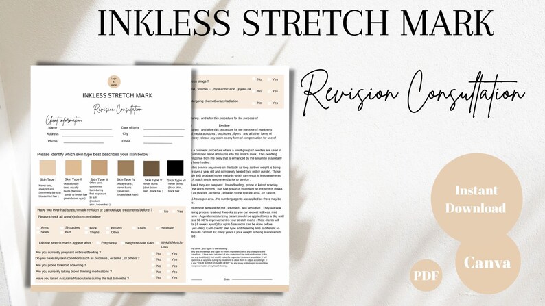 Stretch Mark Removal Esthetician Form Inkless Stretch Mark - Etsy Canada