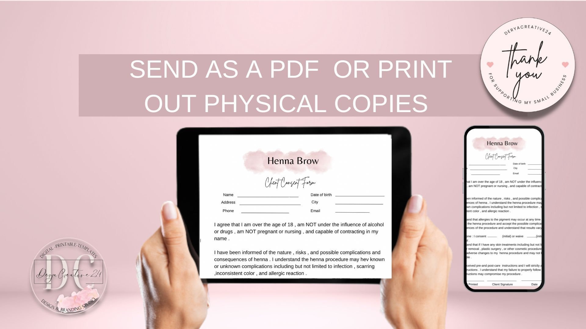 Eyebrow Artist , Henna Brow Consent Form, DIY Editable Printable 1 Page ...
