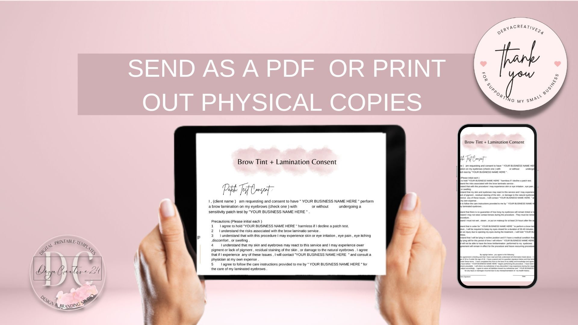 Brow Tint Lamination Consent Form I DIY Editable Printable 1 Page Canva ...