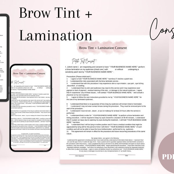 Eyebrow Tinting Consent Form - Etsy
