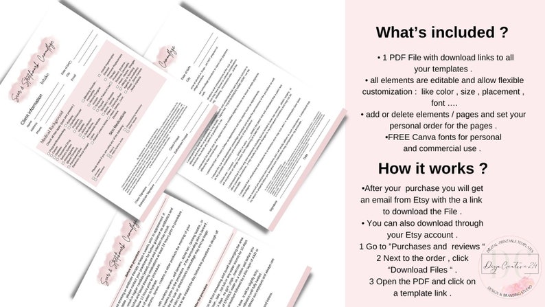 Scar & Stretch Mark Camouflage Intake Form, Editable Consent Form, DIY ...