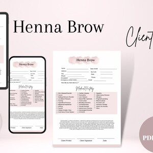 Brow Artist Form , Henna Brow Intake Consent Form I DIY Editable ...