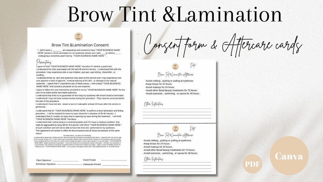 Esthetician Form, Lash Tint,brow Tint , Editable, Template,brow Tint ...