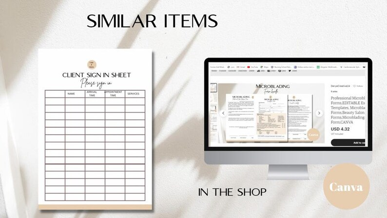 Editable Sign in Sheet Esthetician Templates Esthetician Business Salon ...