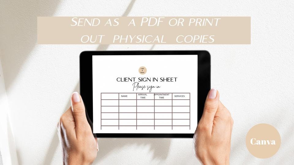 Editable Sign in Sheet | Esthetician Templates | Esthetician Business ...