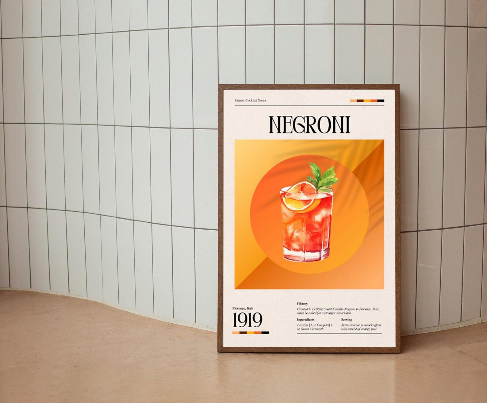 Negroni Art Print Bar Cart Decor Cocktail Poster Signature Drink Sign ...