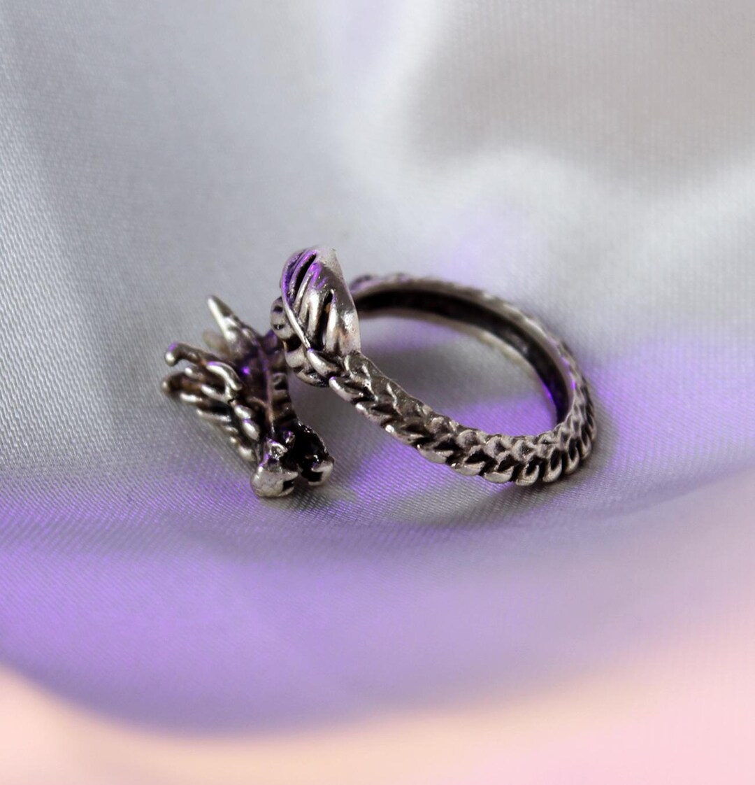 Dragon Design Gothic Ring – Adjustable Ring - Custom Made Steel Alloy ...