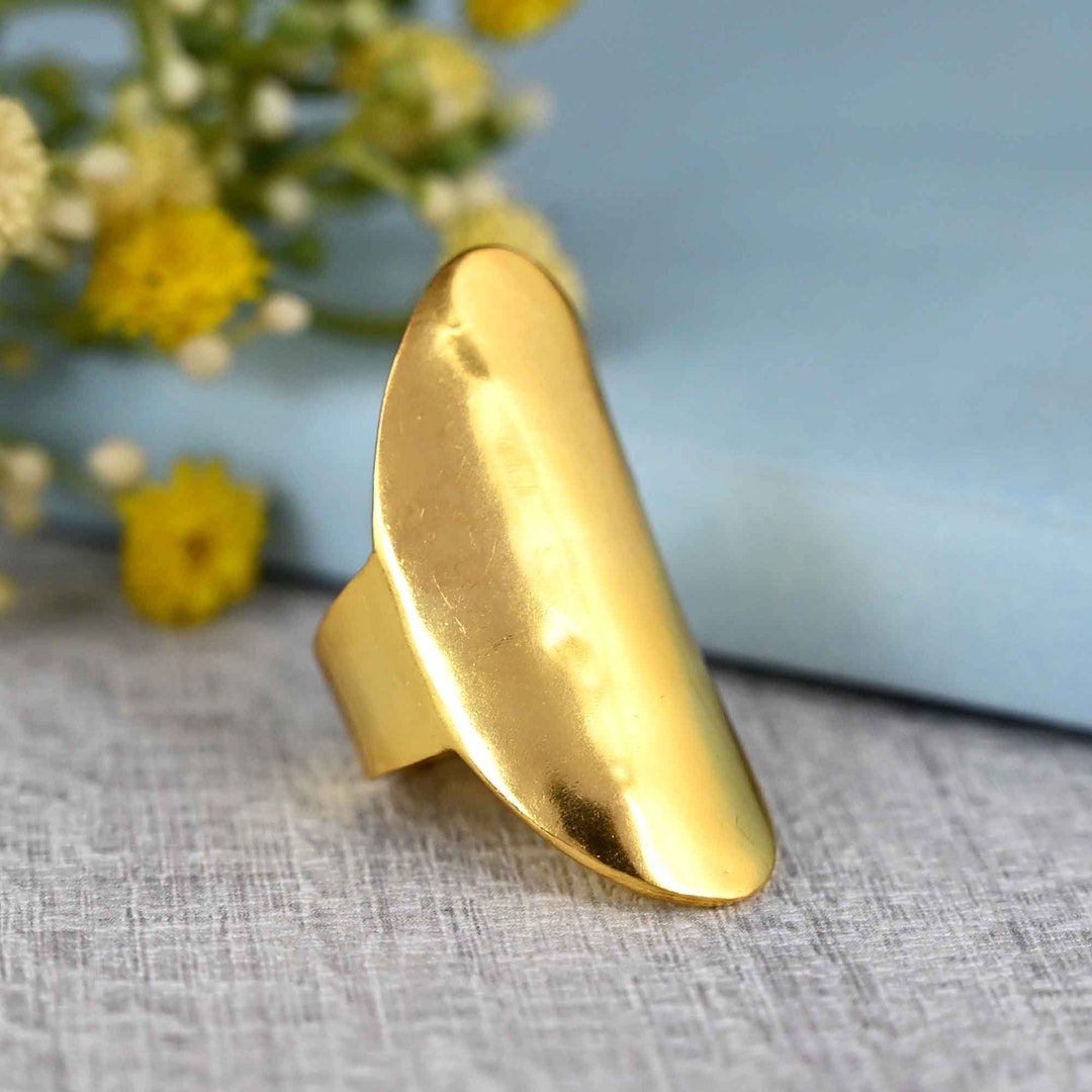Gold Brass Long Statement Ring: Chunky Bohemian Jewelry - Etsy