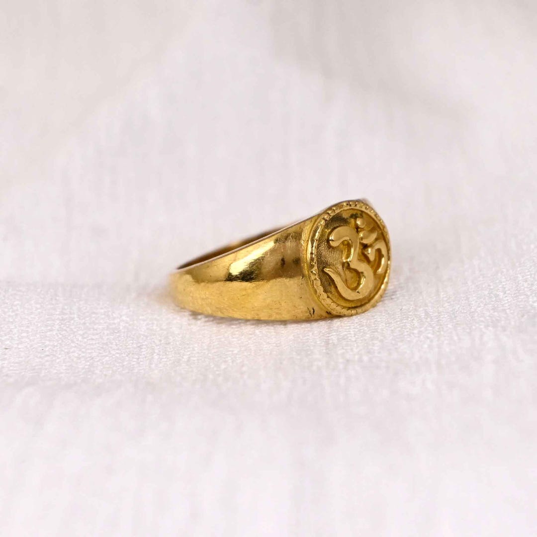 Gold Om Signet Ring, Sterling Silver Aum Yoga Jewelry, Buddhist Symbol ...