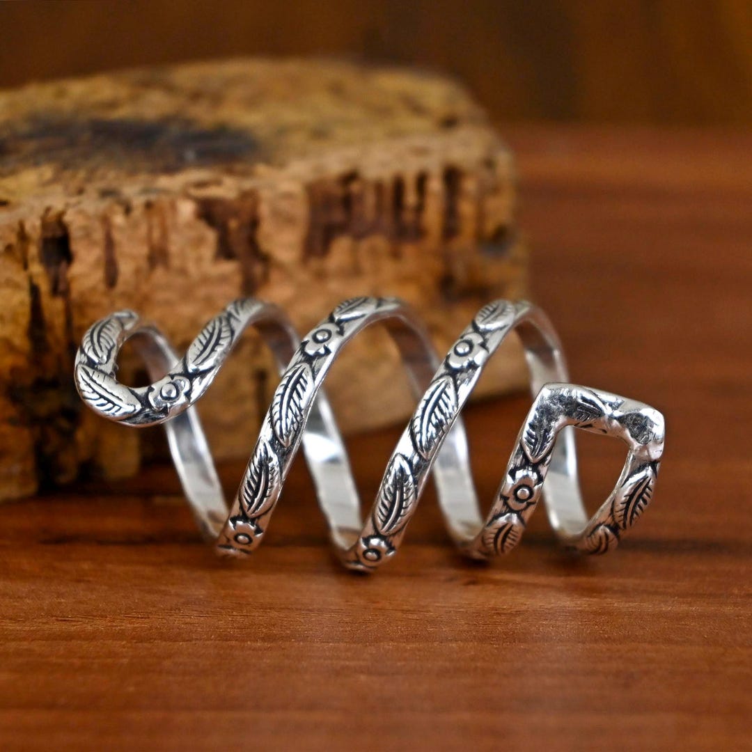 Sterling Silver Adjustable Finger Splint Ring: Floral Arthritis Jewelry ...
