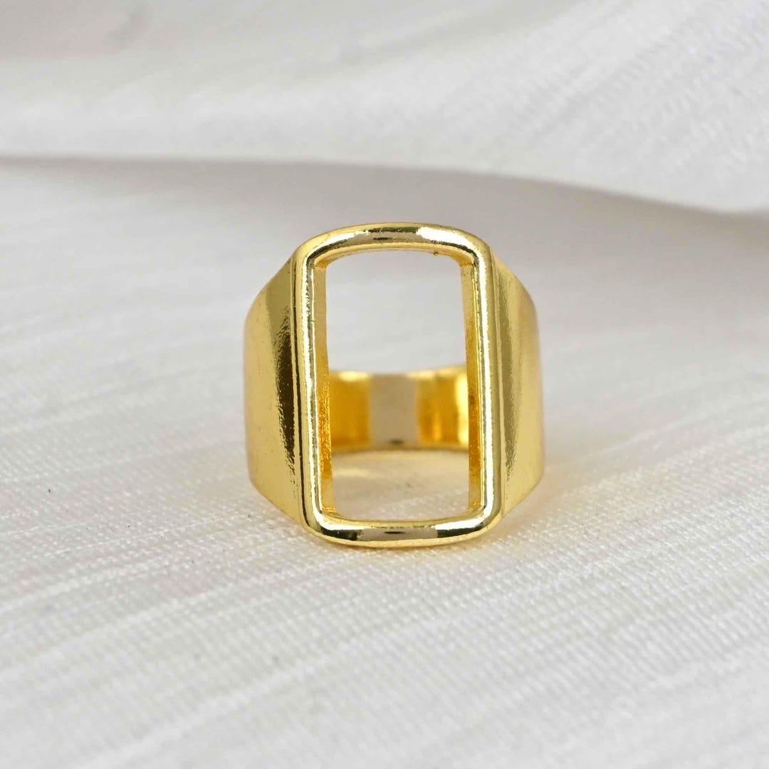 Brass Signet Ring, Flat Top Ring, Gold Ring, Men Signet Ring, Geometric Jewelry, Minimalist Ring ...
