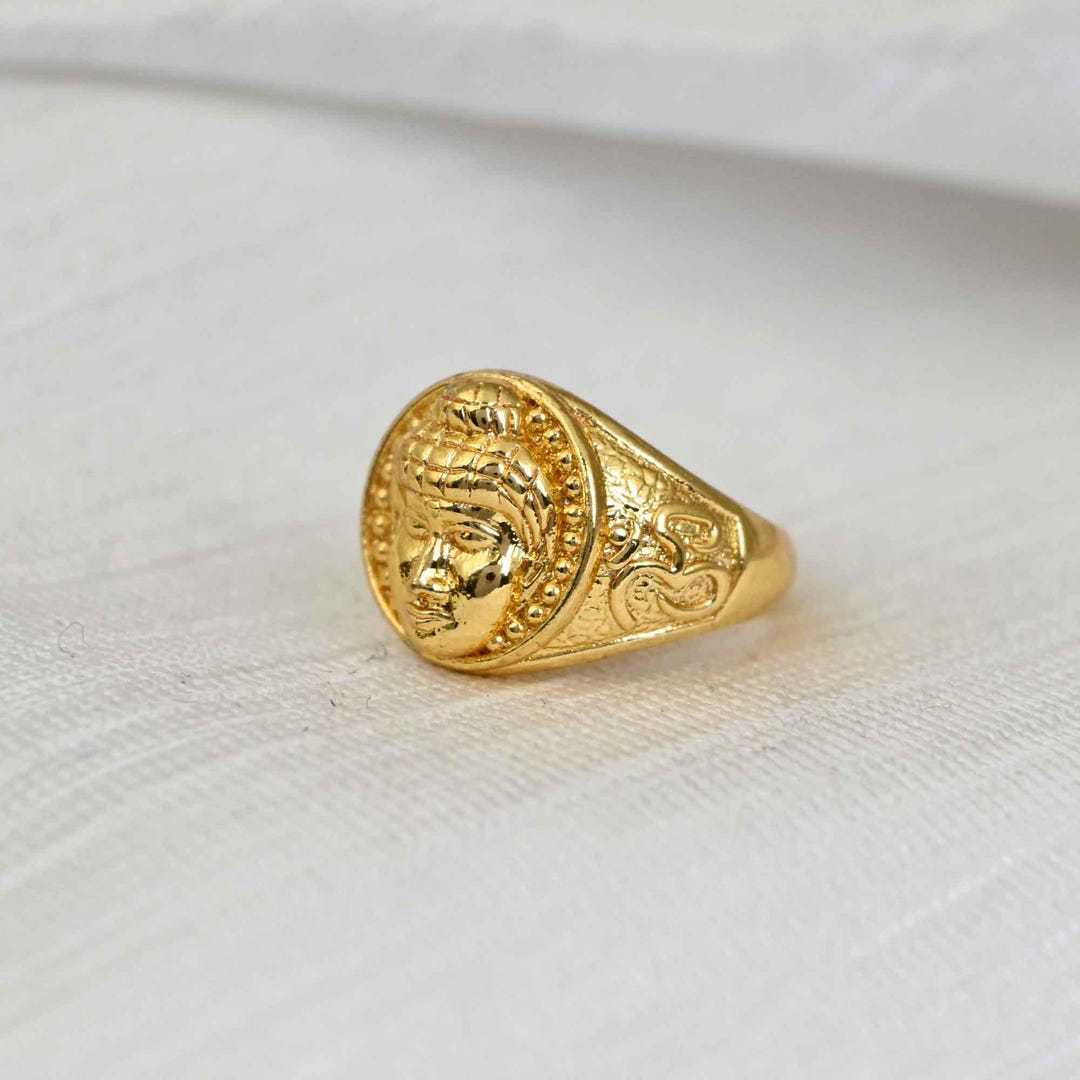 Buddha Ring, Gold Filled Ring, Gold Buddha Face Dome Ring, Spiritual ...