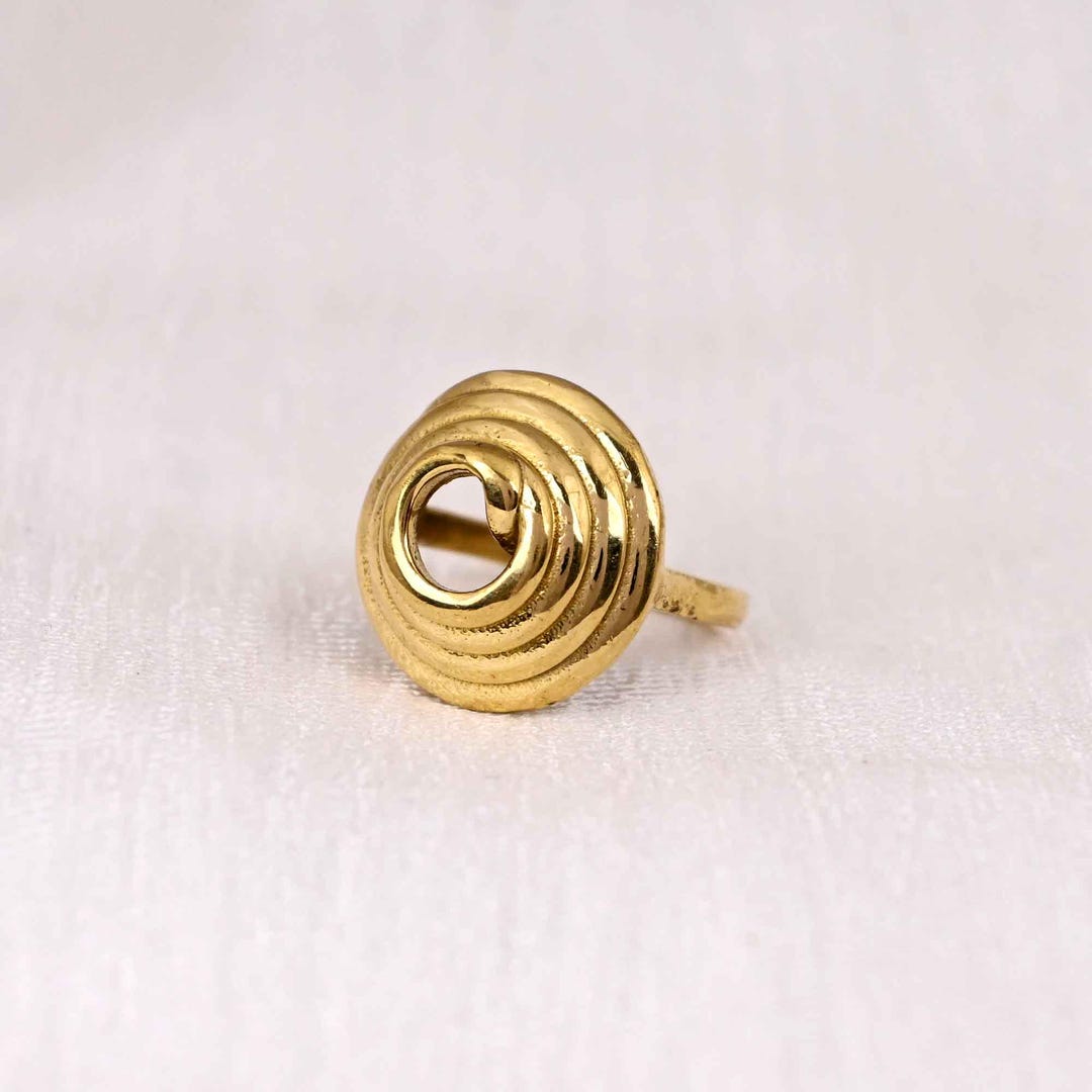 Brass Spiral Statement Ring: Bold Gold Bohemian Jewelry - Etsy