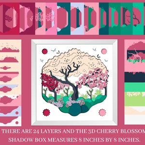 3D SVG Cherry Blossom Shadow Box, Sakura Tree Shadow Box, Japanese ...