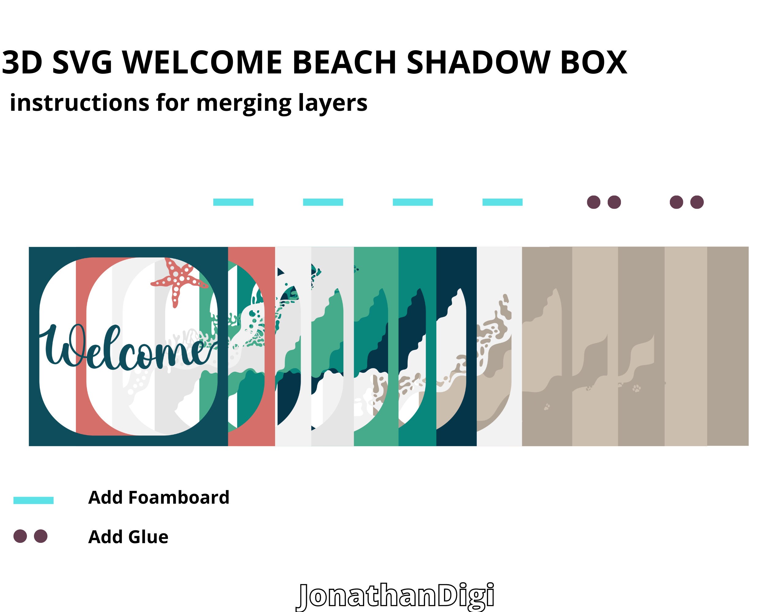 3D BEACH Welcome Shadow Box SVG - Seashore BEACH Shadow Box Svg ...