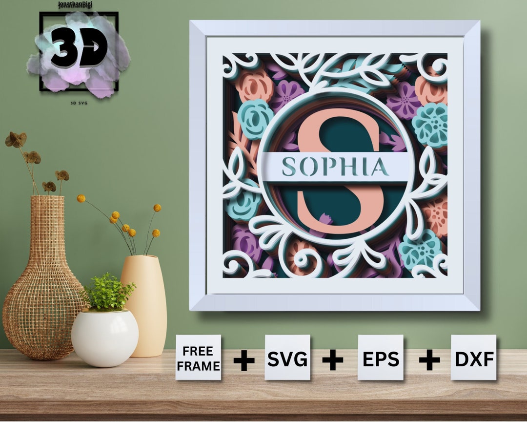 3D Flower Split Monogram A-Z SVG Shadow Box, Alphabet Family Name SVG ...