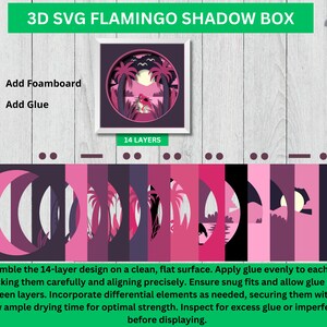 3D FLAMINGO Svg - Pink Bird Shadow Box - 3D Flamingo Shadow Box ...