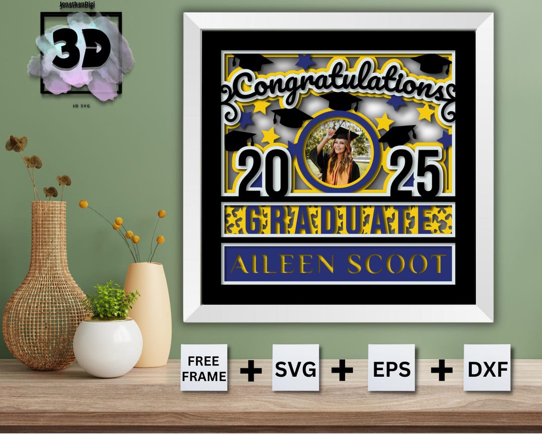 Personalized 3D Graduation Shadow Box, Graduation Svg, Class of 2025 ...