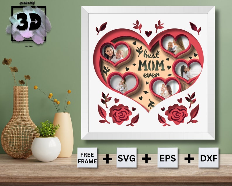 3D MOTHERS Day Shadow Box With Custom Photos, Best Mom Ever Shadow Box ...