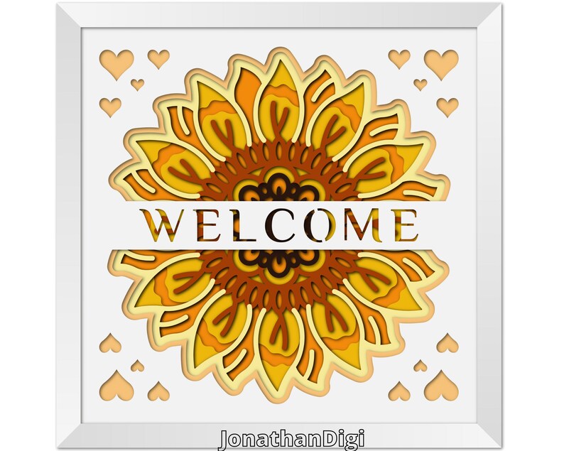 3D Welcome Sunflower Shadow Box, Floral Svg, Sunflower Svg Cricut ...